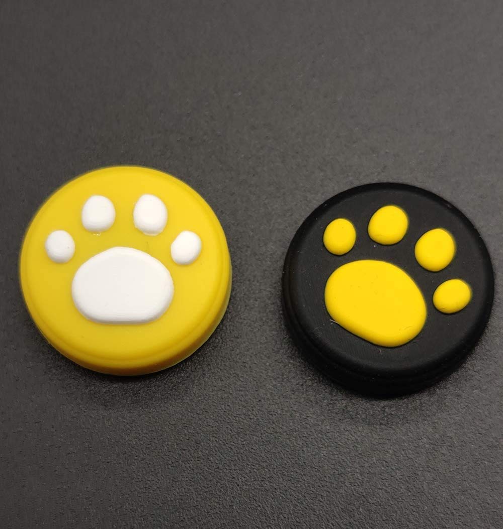 2 x Silicone Analog Controller Thumb Stick Joystick Grips Cap for Nintendo Switch NS & Switch Lite Controller Joy-Con ThumbStick Cute Cat Paw Claw (White-Pink)