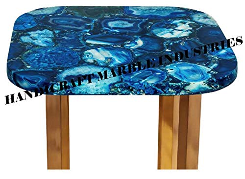 39" Inch Agate Square Table Top, Natural Agate Table, Square Coffee Table, Blue Agate Table, Square Agate Stone Table, Piece Of Conversation, Family Heir Loom