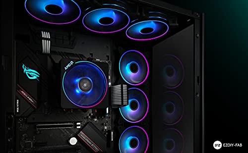 EZDIY-FAB Moonlight 120mm RGB Case Fan with Fan Hub X and Remote,Motherboard Aura SYNC,Speed Control,ARGB Fan for PC Case-3 Pack