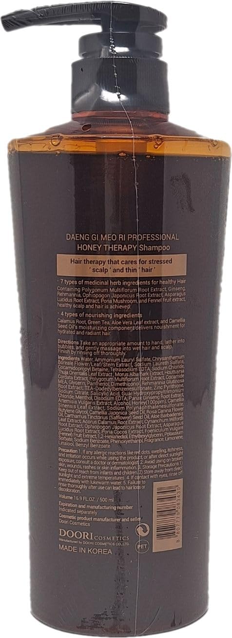 Daeng Gi Meo Ri- Professional Honey Therapy Shampoo, 4 types of nourishing ingredients are Moisturizing Component Delivers Nourishment for Hydrated and Radiant Hair, 500ml