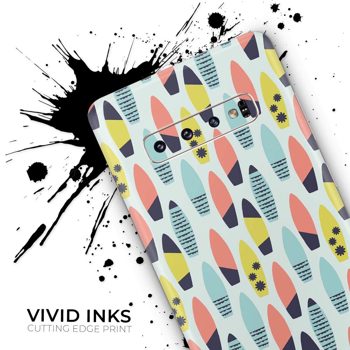 DesignSkinz Vibrant Colored Surfboard Pattern Protective Vinyl Decal Wrap Skin Cover Compatible with The Samsung Galaxy S20 (Screen Trim & Back Glass Skin)