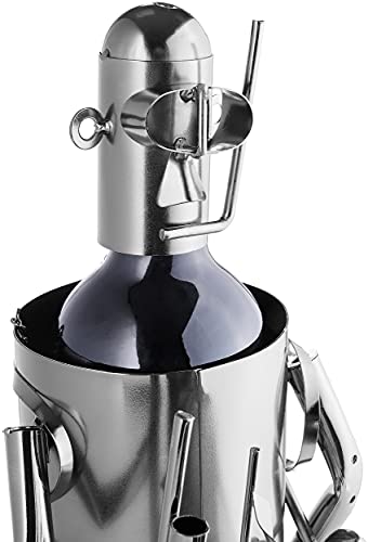BRUBAKER Wine Bottle Holder Spearfishing, Scuba Diver with Speargun - Metal Sculpture - Wine Rack Decor - Tabletop - with Greeting Card