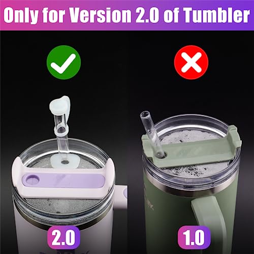 4 Sets Silicone Spill Stopper for Stanley 40/30 oz Quencher H2.0 Tumbler with Handle including 4 Straw Cover Sets 4 Round Leak Stoppers 4 Square Spill Stoppers for Stanley Cup Accessories Dust-proof