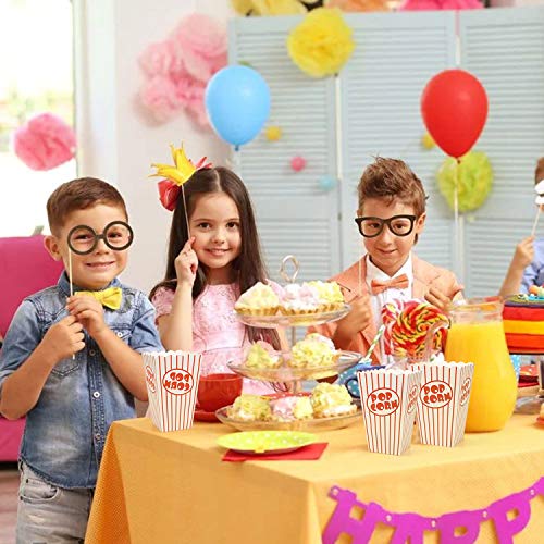 Bekith 100 Pack Paper Open-Top Popcorn Box, Popcorn Containers Striped Red and White, Great for Movie Theater Carnival Party