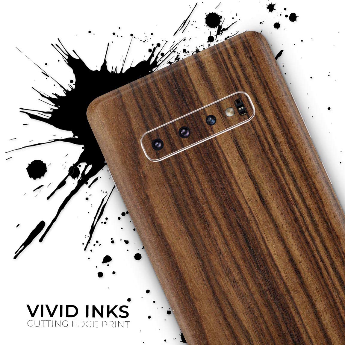 DesignSkinz Bright Ebony Woodgrain 2 Protective Vinyl Decal Wrap Skin Cover Compatible with The Samsung Galaxy S20 (Screen Trim & Back Glass Skin)