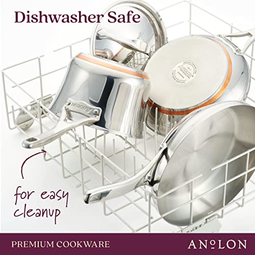Anolon Nouvelle Stainless Stainless Steel Frying Pan / Fry Pan / Stainless Steel Skillet with Lid - 12 Inch, Silver