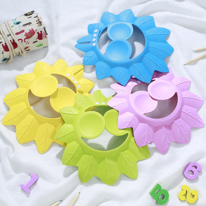 2 PCS Baby Shower Cap for Washing Hair, Maple Leaf Bath Hat for Ear and Eye Protection, Shampoo Visor Shield for Toddler Kids Child Infant, Blue/Pink