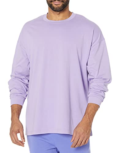 Amazon Essentials Men's 100% Organic Cotton Oversized-Fit Long-Sleeve T-Shirt, Purple, Large