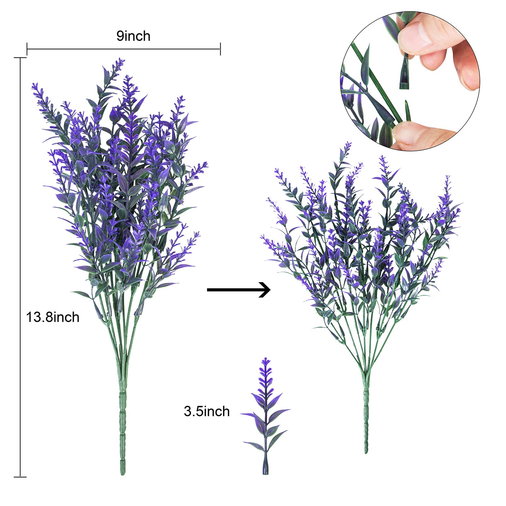 8 Pcs Faux Pampas Grass Decor 38''/97cm Tall Artificial Large Pompas Grass Pompous Floral Fluffy Fake Plants Floor Vase Filler for Kitchen Home Boho Decorations, Purple