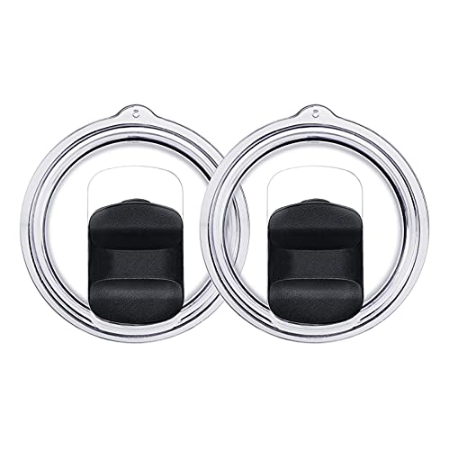 Bekolna Magnetic Tumbler Lids for Yeti 10 oz Lowball, 10 oz Mug and 20 oz Tumbler, Replacement cover for Yeti magslider Lid (Black and Black magslider & gasket)
