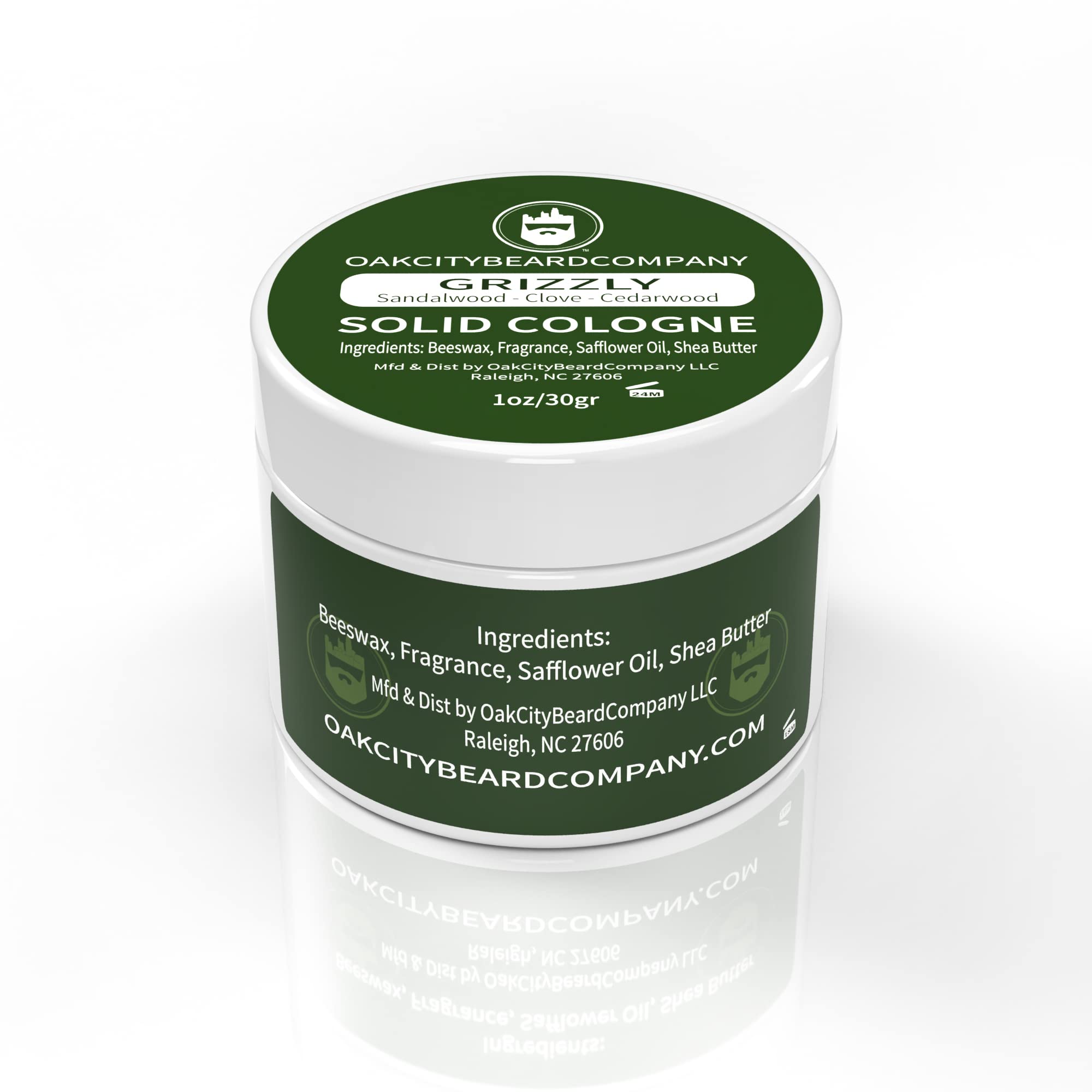 Oak City Beard Company - Grizzly - Solid Cologne - 1 Ounce - Sandalwood - Clove - Cedarwood - Citrus