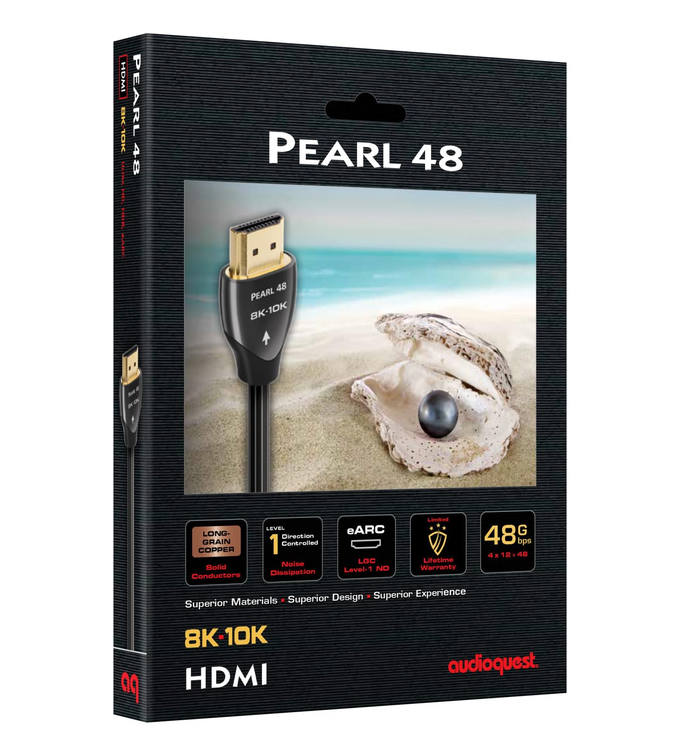 AudioQuest 1.5m Pearl 48 2.1 HDMI Cable - 8K/10K Ultra HD, Gaming, High-Speed, 48Gbps, HDR, eARC