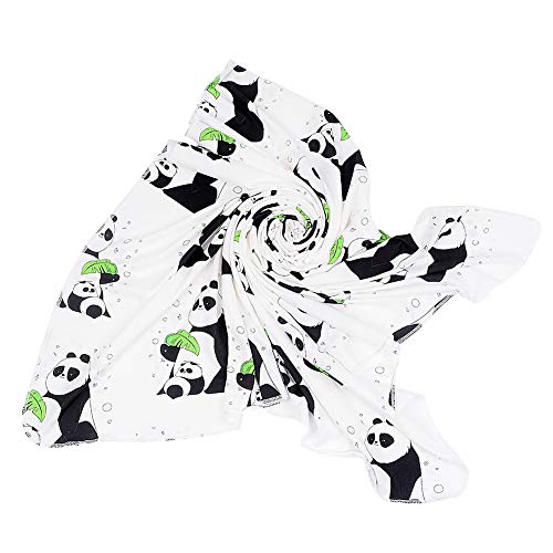 QTECLOR Newborn Receiving Blanket Headband Set - Unisex Soft Baby Swaddle Girl Boy Gifts (Blanket-Panda)