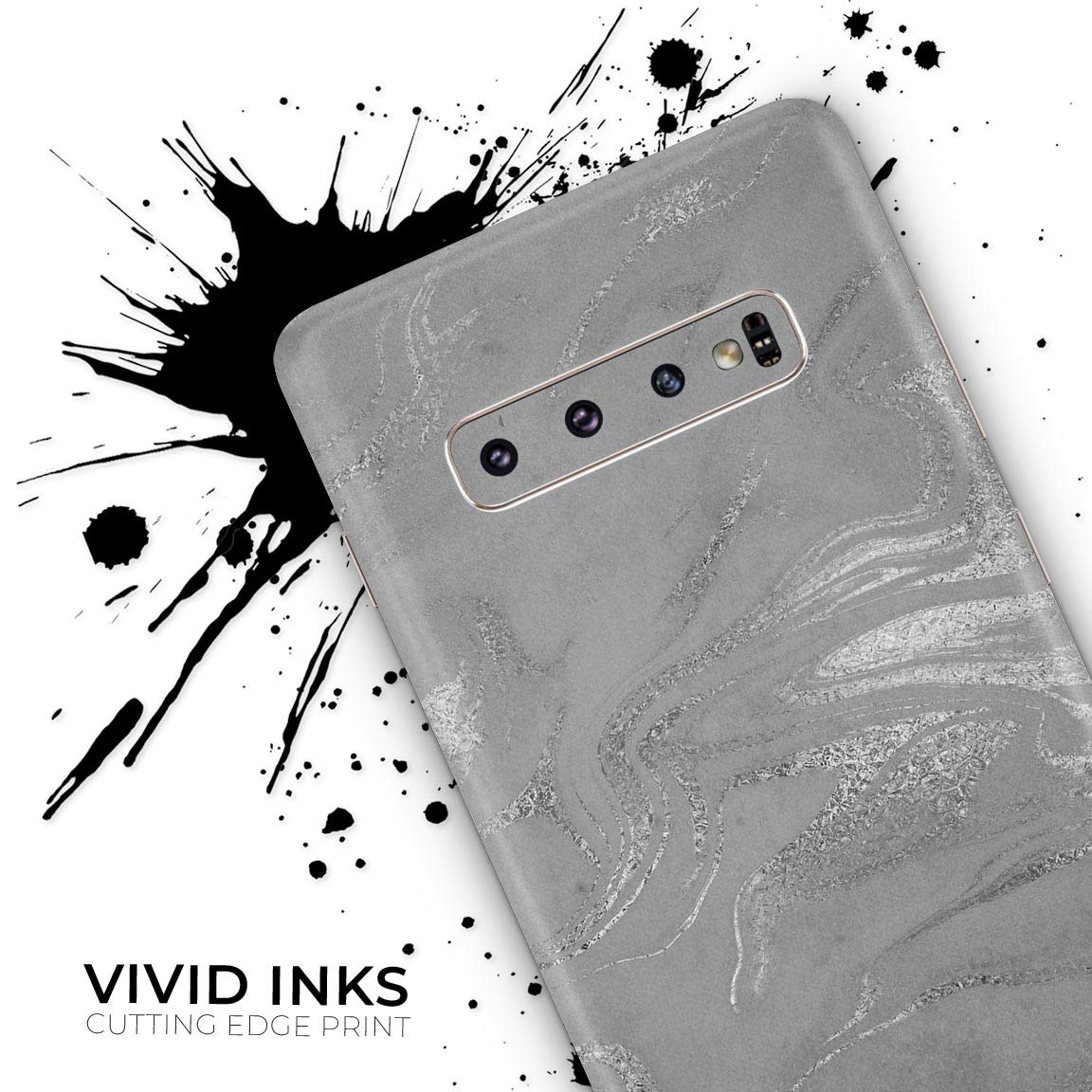 DesignSkinz Dark Silver Marble Swirl V6 Protective Vinyl Decal Wrap Skin Cover Compatible with The Samsung Galaxy S20 (Screen Trim & Back Glass Skin)