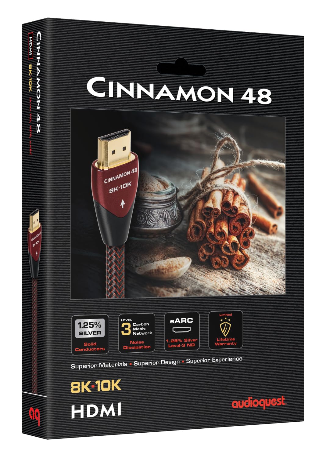 AudioQuest 1.5m Cinnamon 48 2.1 HDMI Cable - 8K/10K Ultra HD, Gaming, High-Speed, 48Gbps, HDR, eARC