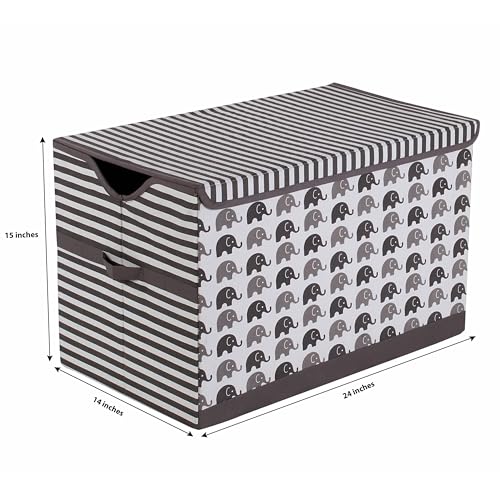 Bacati Elephants Unisex Fabric Storage Toy Chest to Keep Your Childs Room Organized, Grey