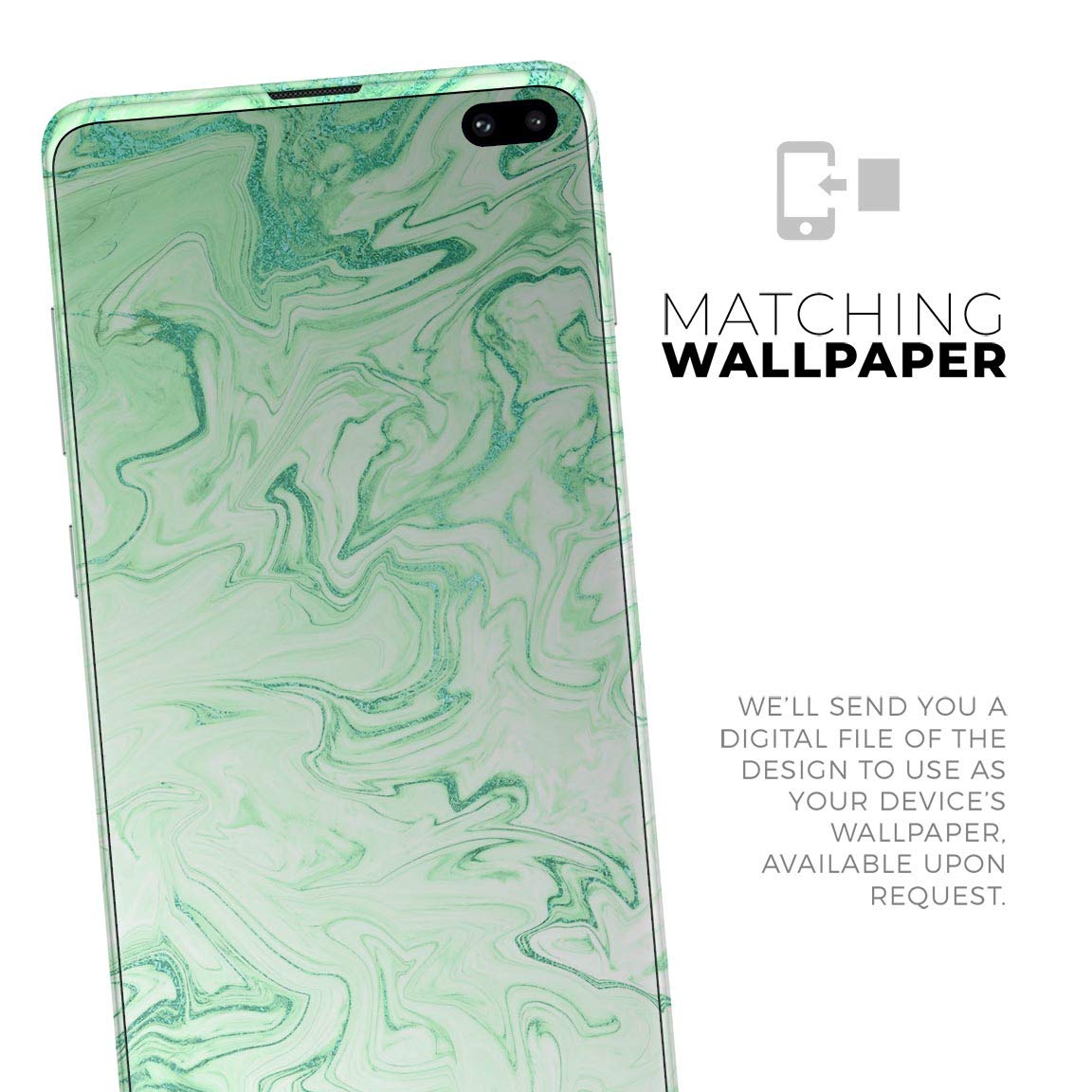 DesignSkinz Mint Marble & Digital Gold Foil V9 Protective Vinyl Decal Wrap Skin Cover Compatible with The Samsung Galaxy S20 (Screen Trim & Back Glass Skin)