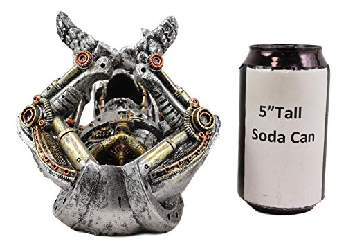 Ebros Steampunk Industrial Victorian Sci Fi Cyborg Robotic Terminator Skeleton Wine Bottle Holder Figurine with Painted Gearwork Clockwork and Mechanical Parts Party Hosting Skeletons Skulls Decor
