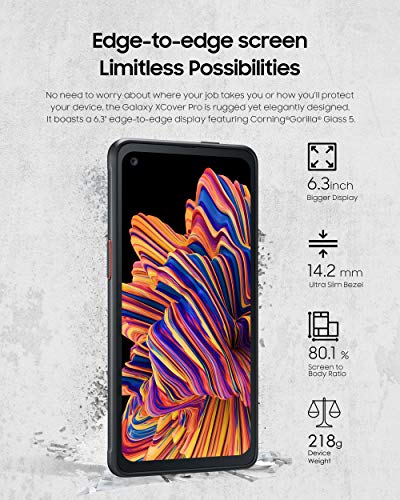 Samsung Galaxy XCover Pro | Rugged (IP68 Rated) Unlocked (Verizon and AT&T) | Dual Sim | 64GB of Storage | SM-G715UZKDXAA, Black