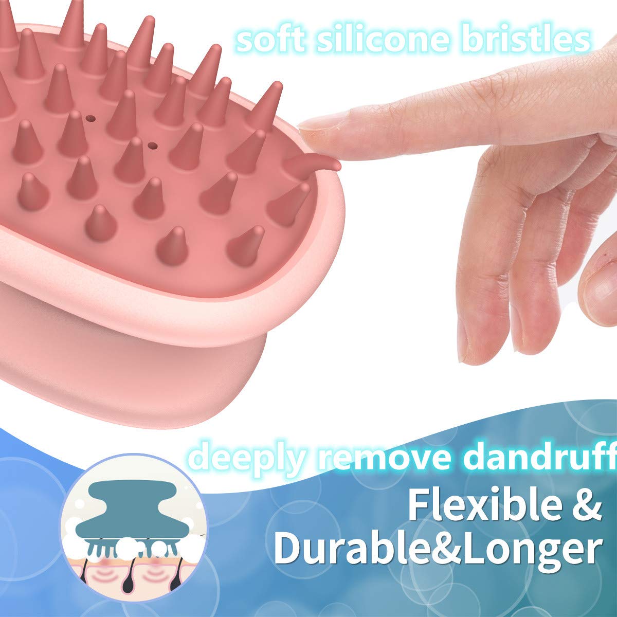 2 Pack Hair Scalp Massager Silicone Waterproof Shampoo Brush Hair Clean and Head Relax (blue & pink)