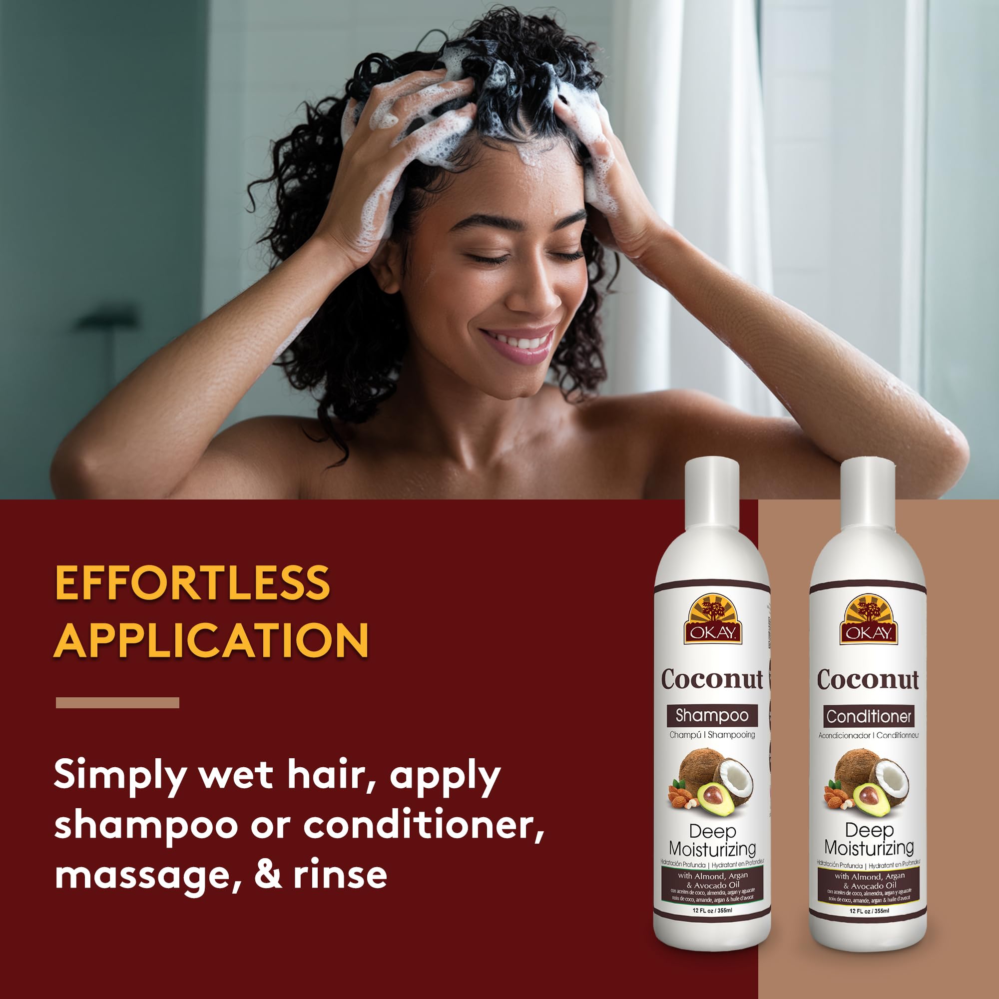 OKAY-Shampoo and Conditioner Coconut Hair Care Set Deep Moisturizing- Set Of 2 X 12 Oz