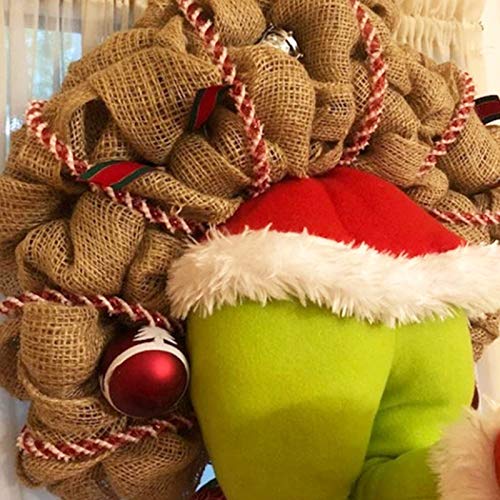 schicj133mm Christmas Thief Wreath, How The Christmas Thief Stole Christmas Burlap Wreath, Christmas Wreath for Front Door Decoration M