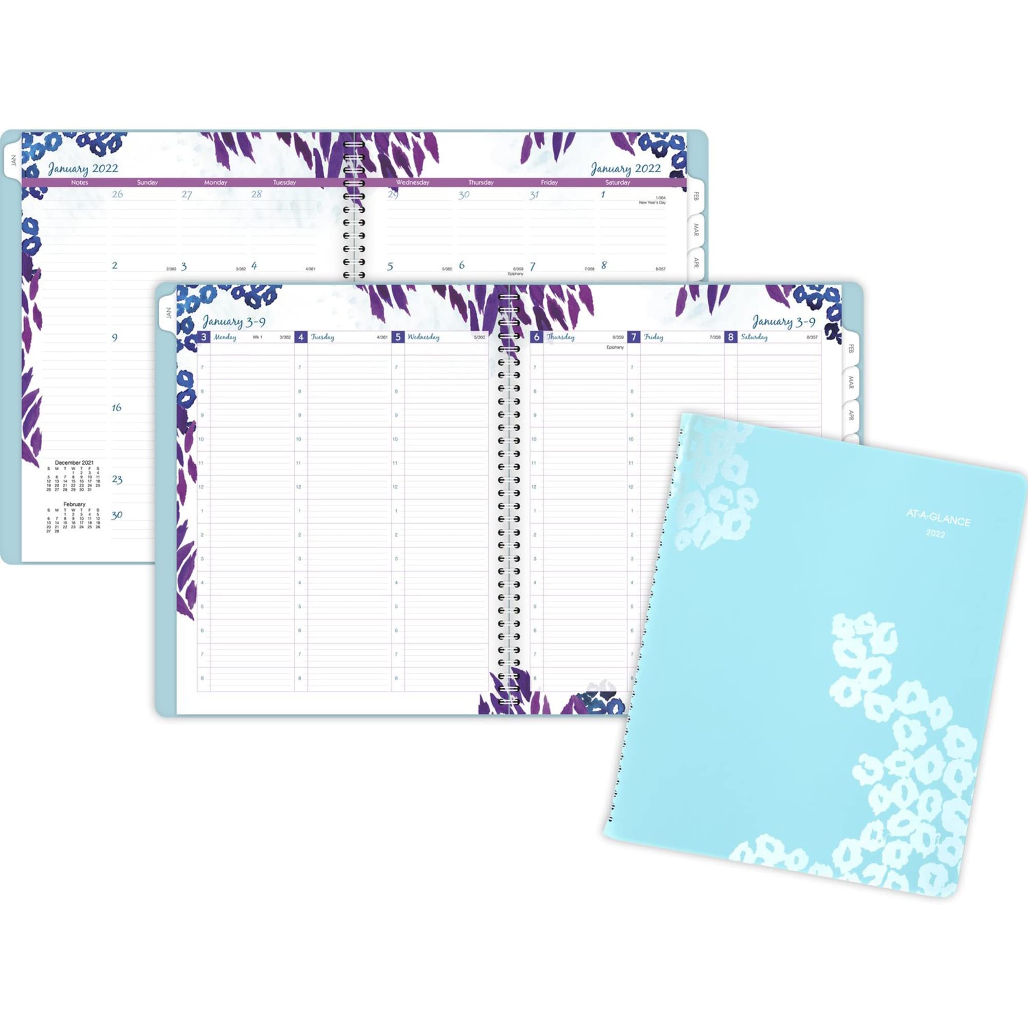 2022 Weekly & Monthly Appointment Book & Planner by AT-A-GLANCE, 8-1/2" x 11", Large, Wild Washes Teal (523-905)