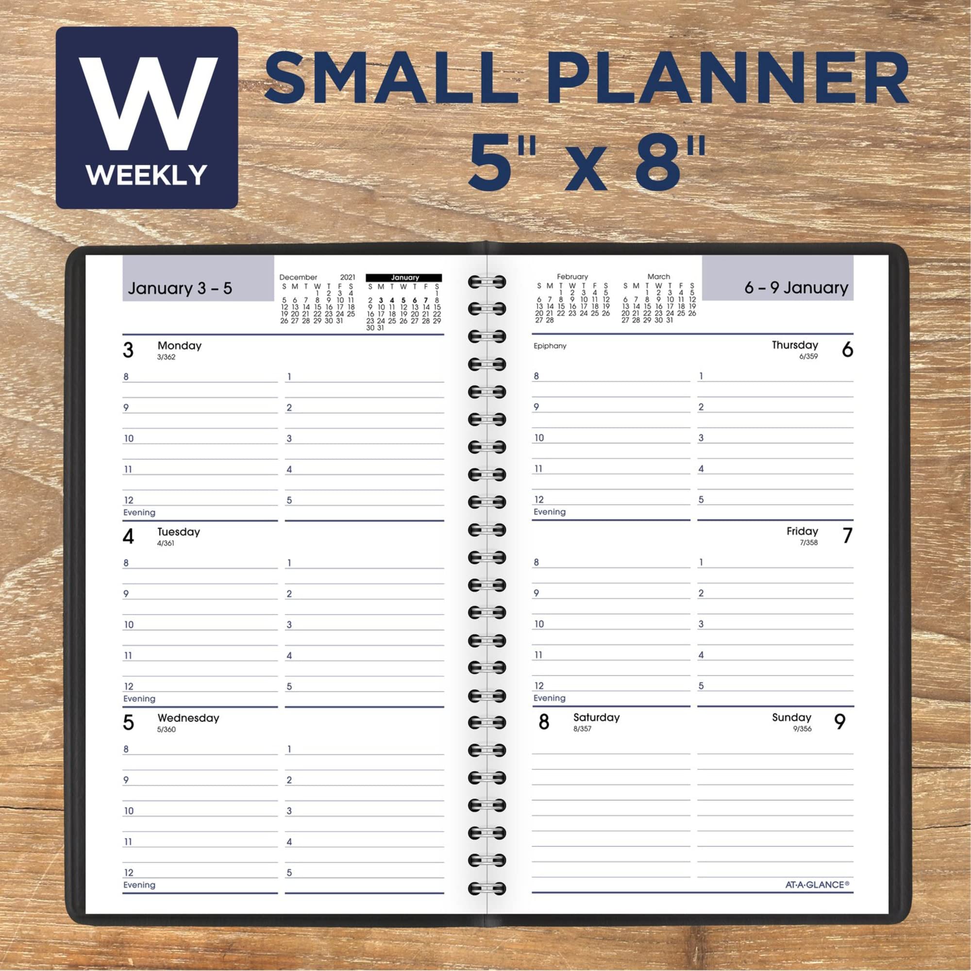 2022 Weekly Appointment Book & Planner by AT-A-GLANCE, 5" x 8", Small, DayMinder, Black (G20000)