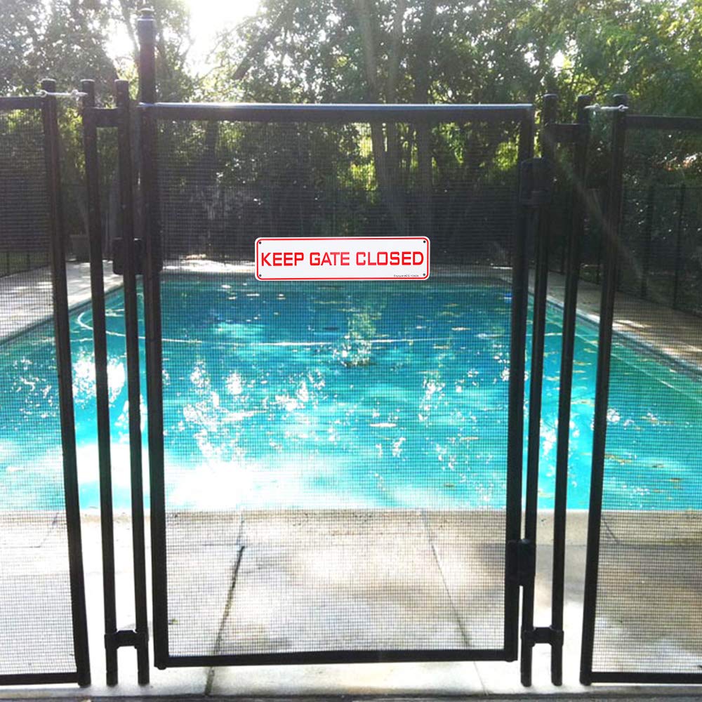 2 Pack Keep Gate Closed Sign, 12"x 3" - .040 Aluminum Sign Rust Free Aluminum-UV Protected and Weatherproof