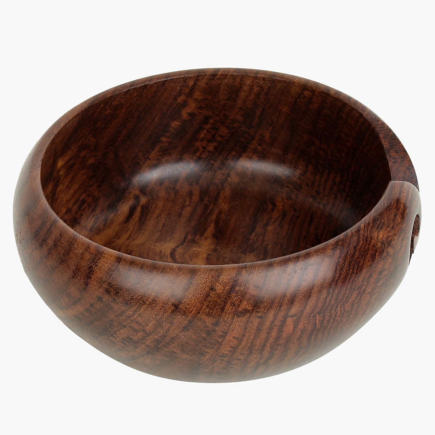 Ajuny Handmade Large Wooden Yarn Bowl with Holes Crochet Wool Ball Holder Elegant Design Decorative Knitting Bowl Storage Crocheting Accessories Gifts