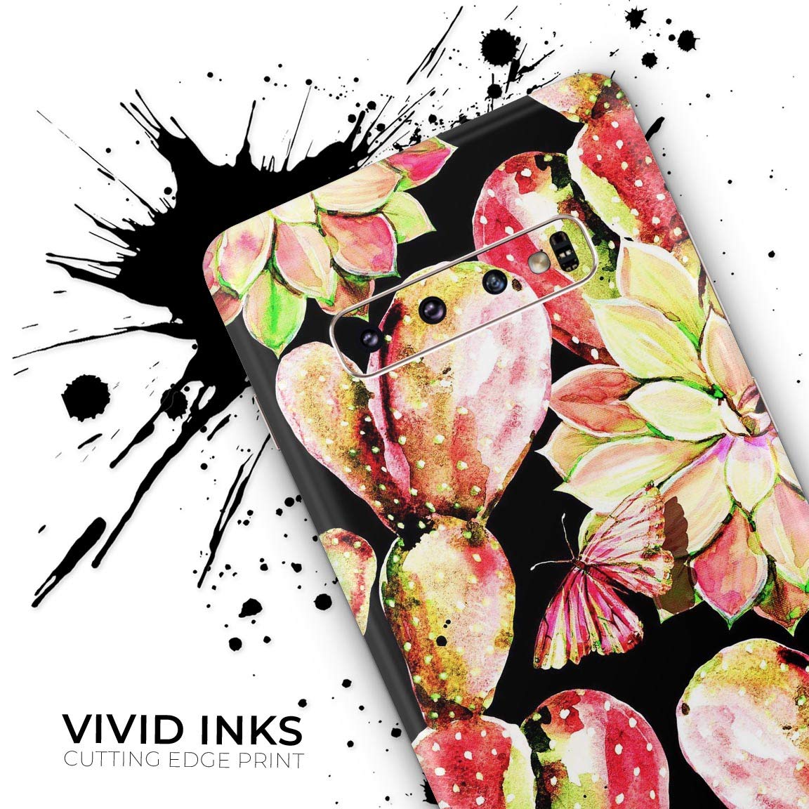 DesignSkinz Watercolor Cactus Succulent Bloom V5 Protective Vinyl Decal Wrap Skin Cover Compatible with The Samsung Galaxy S20 (Screen Trim & Back Glass Skin)