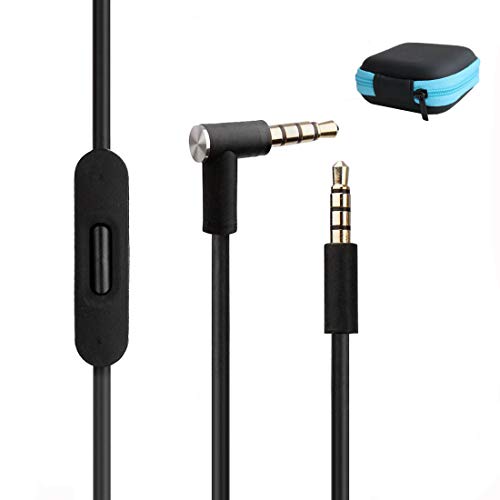 Beats Headphones Cord Beats Cord Replacement Aux Cord with Inline Mic and Volume Control for Beats by Dr Dre Headphones Solo/Studio/Pro/Detox/Wireless/Mixr/Executive/Pill (Black+Storage Case)