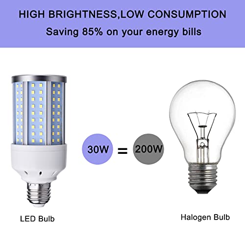 2 Pack 200W Equivalent LED Corn Light Bulb 3000 Lumen 6500K 30W Cool Daylight