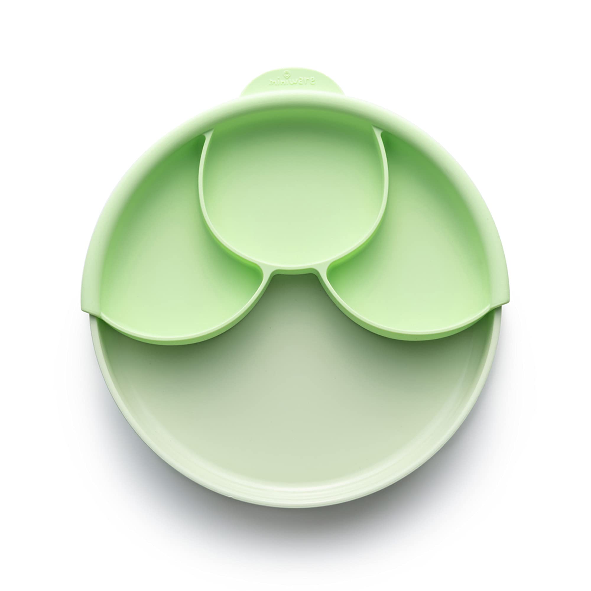 Miniware Healthy Meal Set with Sandwich Plate, Divider, and Detachable Suction Foot for Baby Toddler Kids - Promotes Self Feeding | Dishwasher Safe (Key Lime, Key Lime)