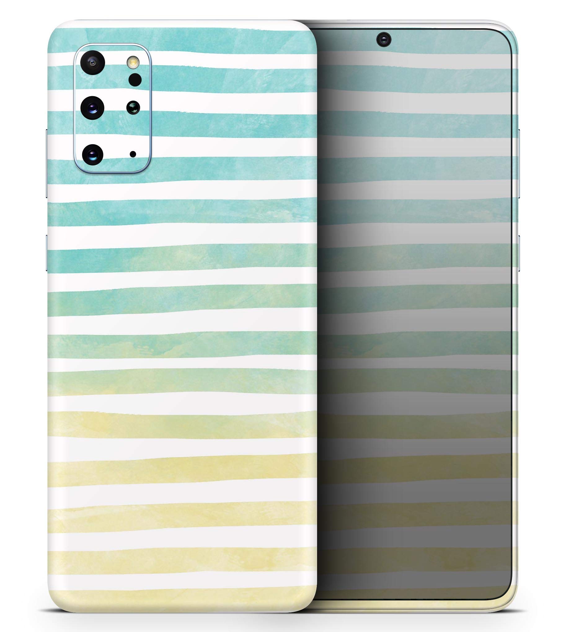 DesignSkinz Green Watercolor Ombre Stripes Protective Vinyl Decal Wrap Skin Cover Compatible with The Samsung Galaxy S20 (Screen Trim & Back Glass Skin)