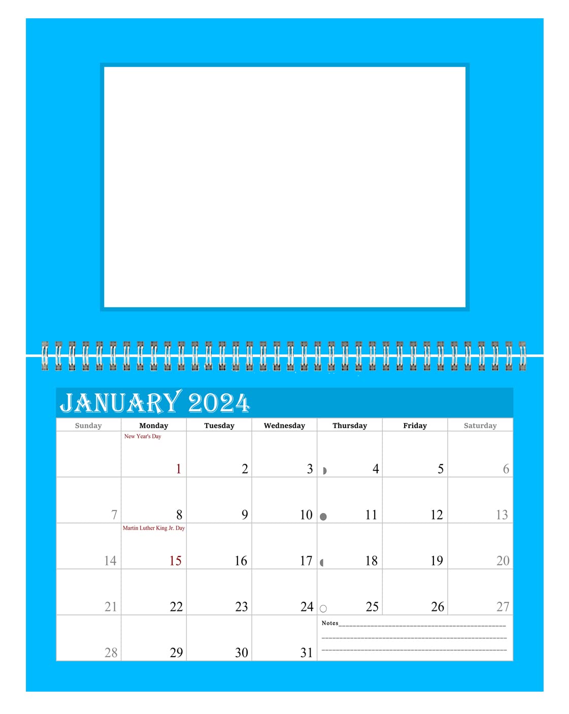 2024 Photo Frame Wall Spiral-bound Calendar (Add Your Own Photos) - 12 Months Desktop/Wall Calendar/Planner - (Geometrics Edition #005)