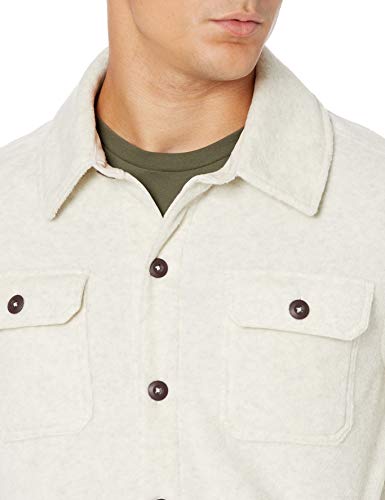 Amazon Essentials Men's Long-Sleeve Polar Fleece Shirt Jacket, Oatmeal Heather, Medium