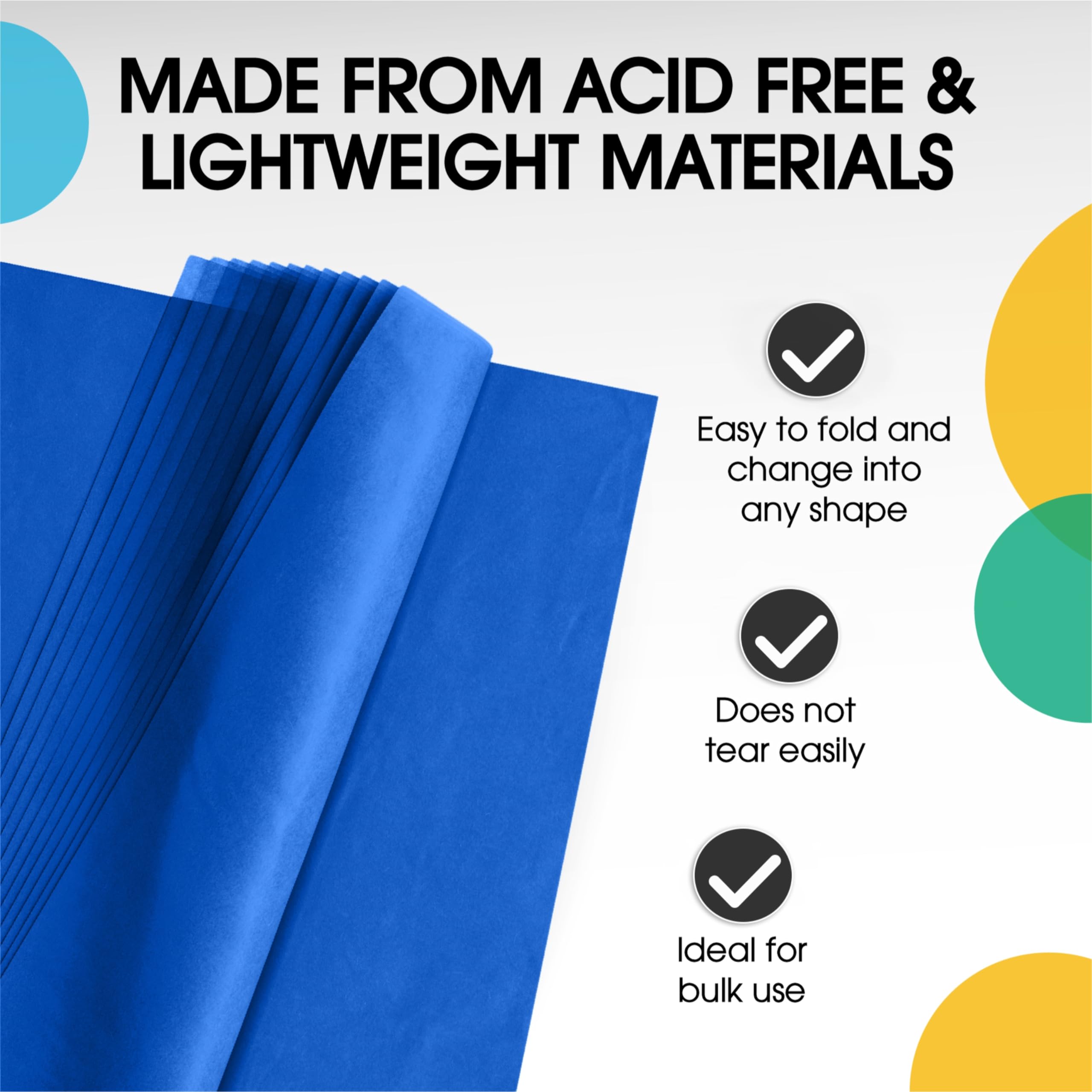 480 Sheets Bulk Dark Blue Tissue Paper - 15" x 20" Packing Paper Sheets for Moving - 10lb Wrapping Paper - Newsprint Paper for Packing, Gift Wrapping, Moving Supplies & Protecting Crown Display