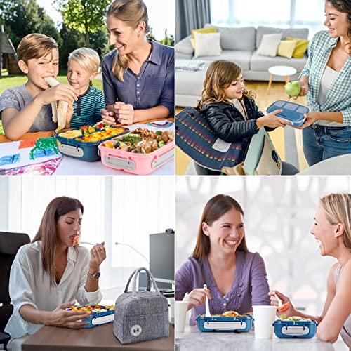 27Pcs Bento Box Kids,XIANKE Lunch Box Kit,1300ML Container for Kids/Adult/Toddler,Durable Leak-proof 4 Compartments Box with Spoon Fork Bag Accessories,Microwave Dishwasher Freezer Safe,BPA-Fre
