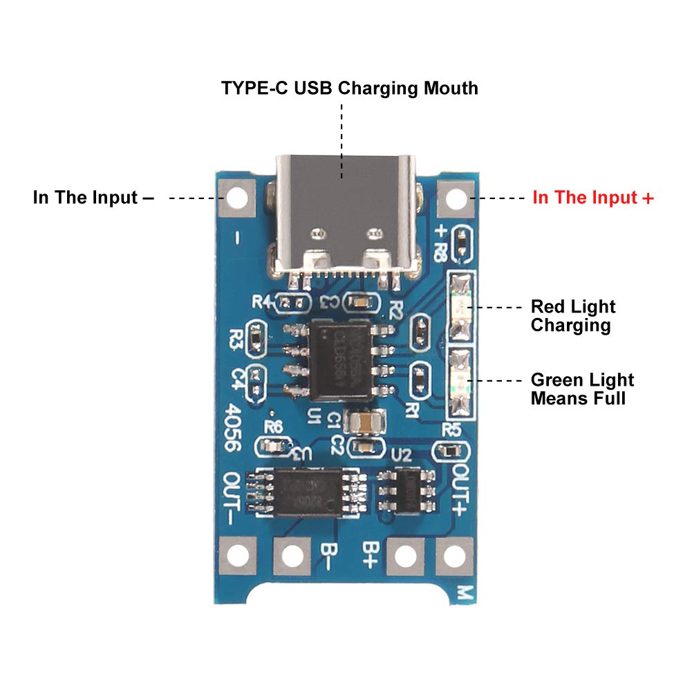 AITRIP 10pcs TP4056 Type-c USB 5V 1A 18650 Lithium Battery Charger Module Charging Board with Dual Protection Functions (10pcs TP4056 Type-c USB)