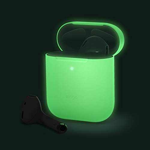 elago Skinny Case Compatible with AirPods 1 and Compatible with AirPods 2, Front LED Visible, Supports Wireless Charging, Anti-Slip Coating Inside [Neon Yellow]