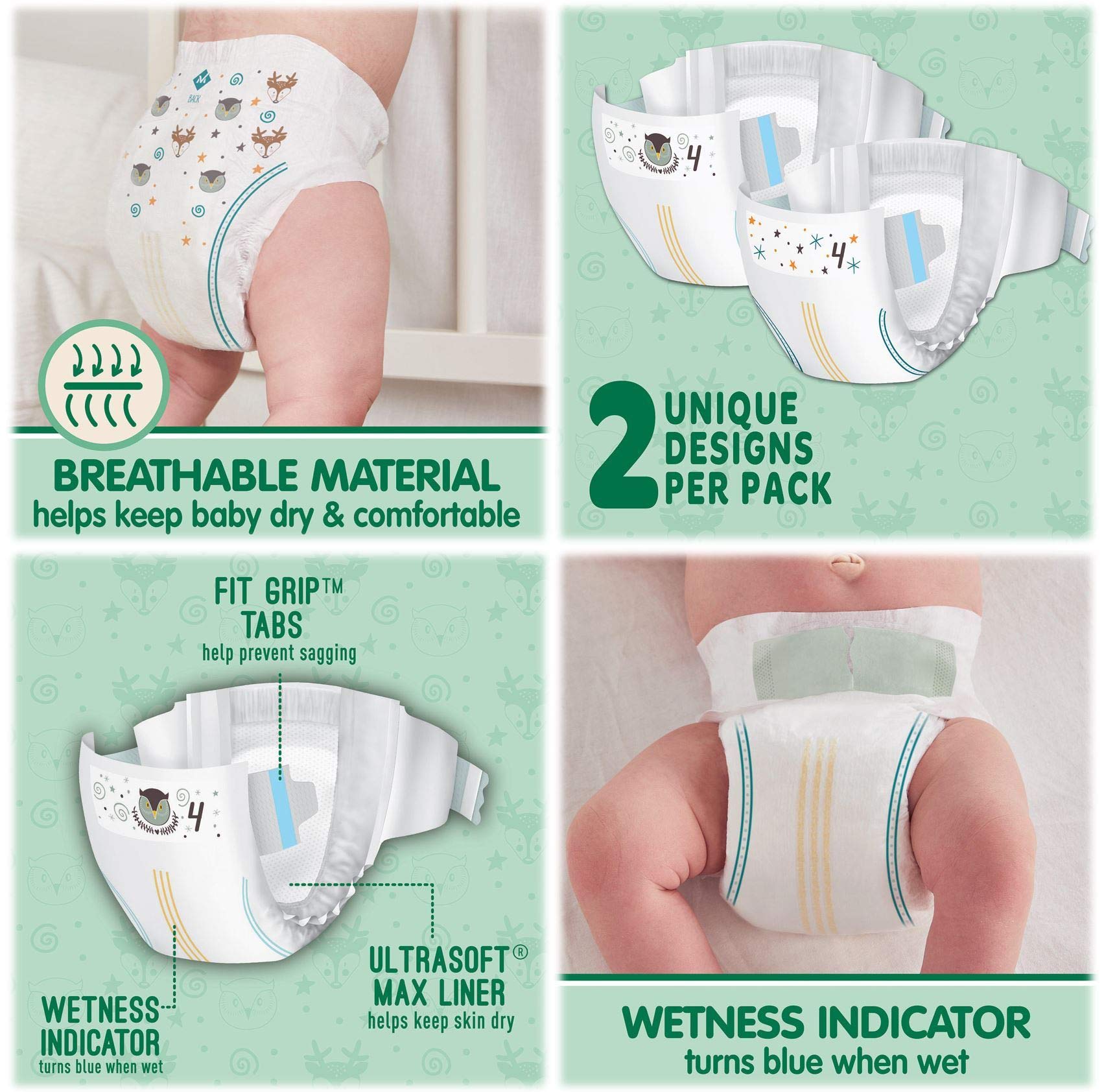HAO M Mark Premium Baby Diapers - Size 4 (22-37 lbs) 210 Count W/Moist Towelettes