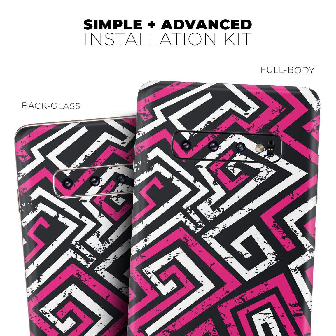 DesignSkinz Pink & White Abstract Maze Pattern Protective Vinyl Decal Wrap Skin Cover Compatible with The Samsung Galaxy S20 (Screen Trim & Back Glass Skin)