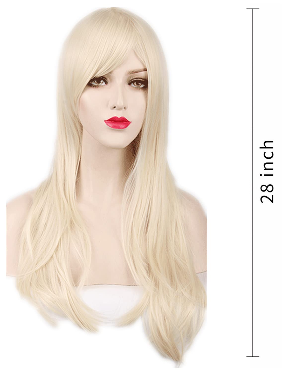 AneShe Wigs 28" Long Wavy Hair Heat Resistant Cosplay Wig for Women (Light Blonde)