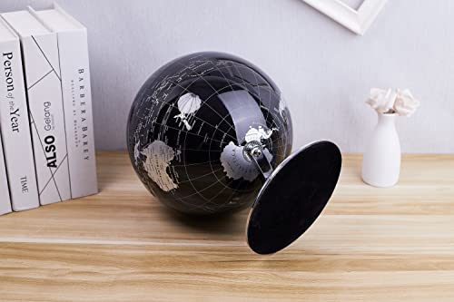ANNOVA Metallic World Globe Black – Educational/Geographic/Modern Desktop Decoration - Stainless Steel Arc and Base/Earth World - Metallic Black - for School, Home, and Office (10-Inch)