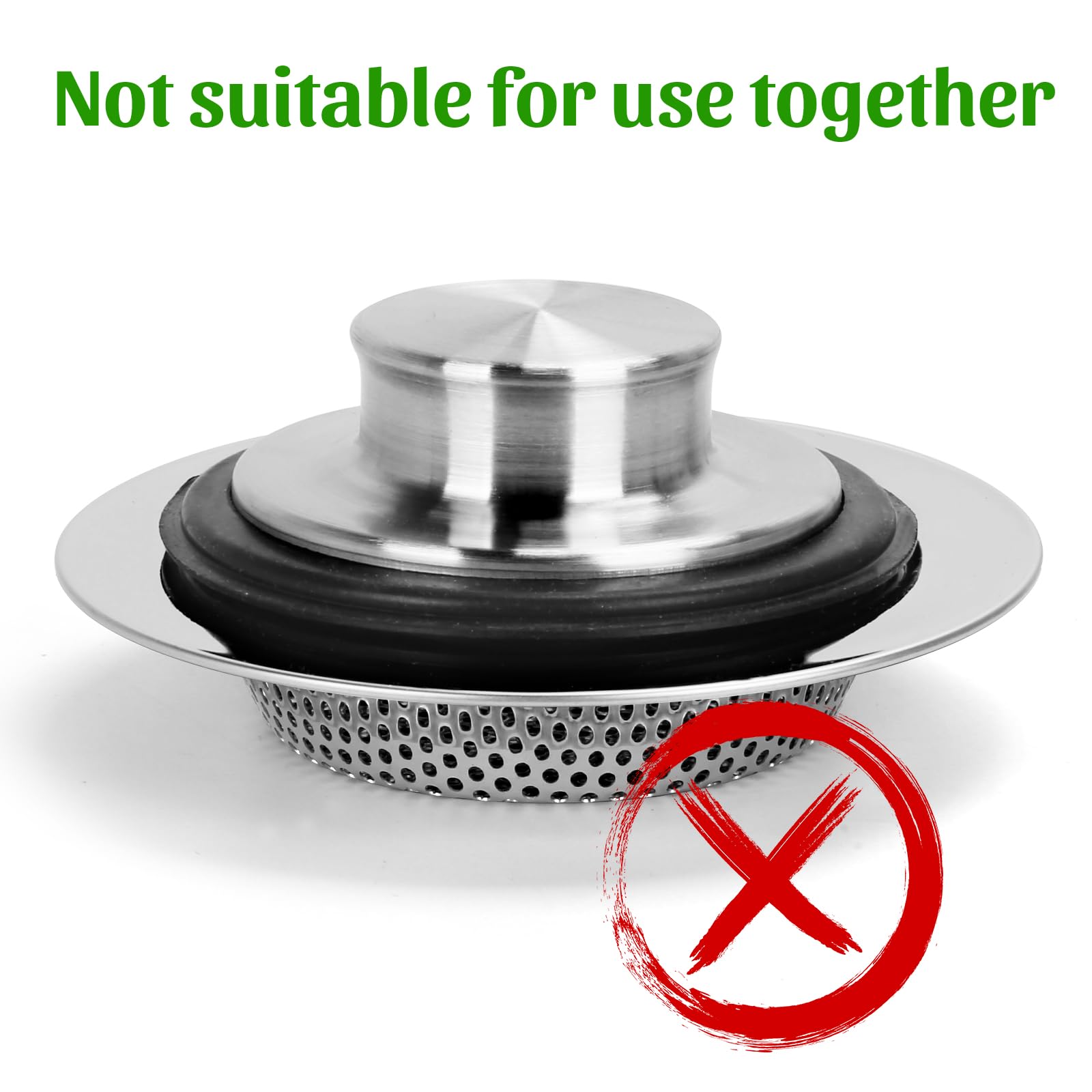 3PCS - Windran Kitchen Sink Drain Strainer and Sink Drain Stopper Set, Upgraded Double-Layer Safe Design for Most Kitchen Sink Drain Basket (4.5 Inch)
