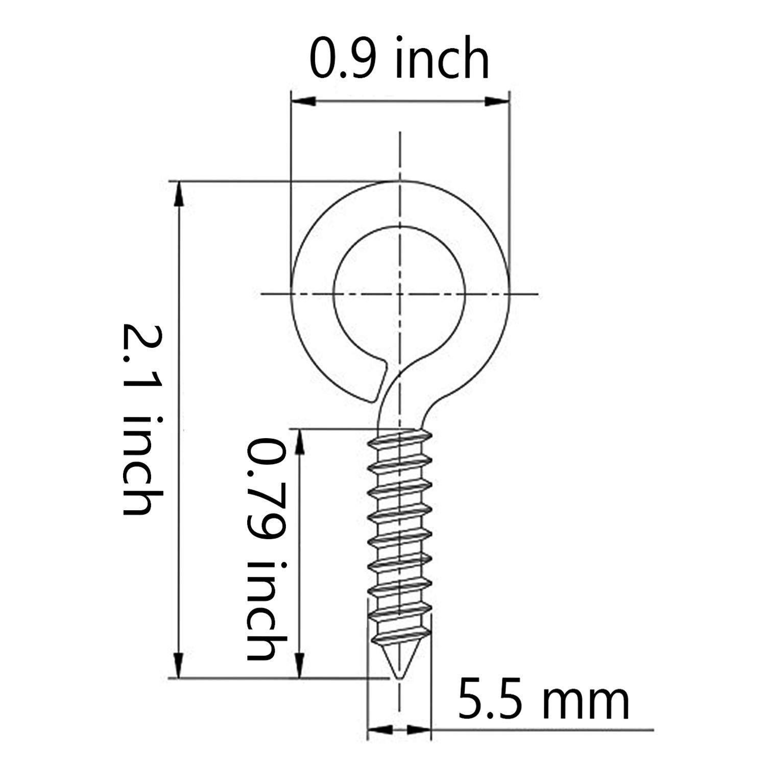 Axe Sickle 2 Inch Screw Eyes Metal Eye Hooks Small Eyelet Screws, 30 Pcs