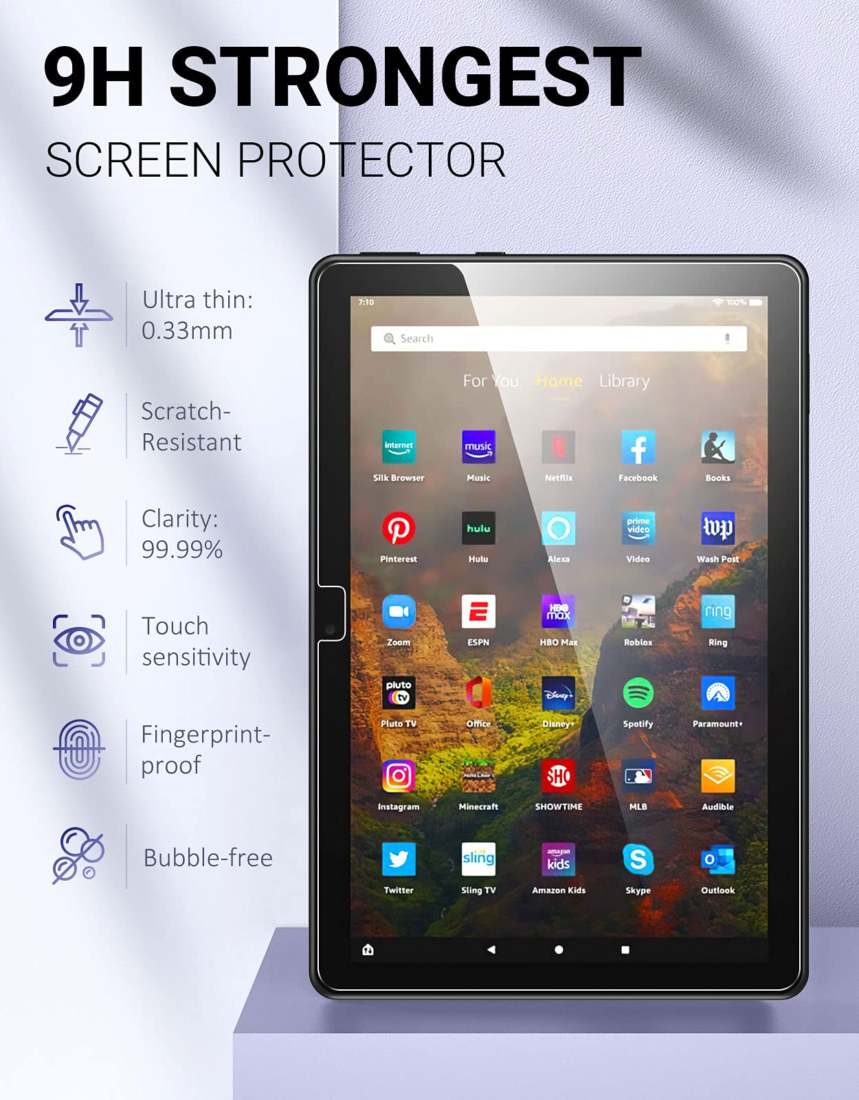 MoKo 2 Pack Sreen Protector for All-New Fire HD 10 & Fire HD 10 Plus - 10.1" (13th/11th Generation - 2023/2021 Release), Tempered Glass for Fire HD 10 Screen Protector, 9H Hardness, Glass