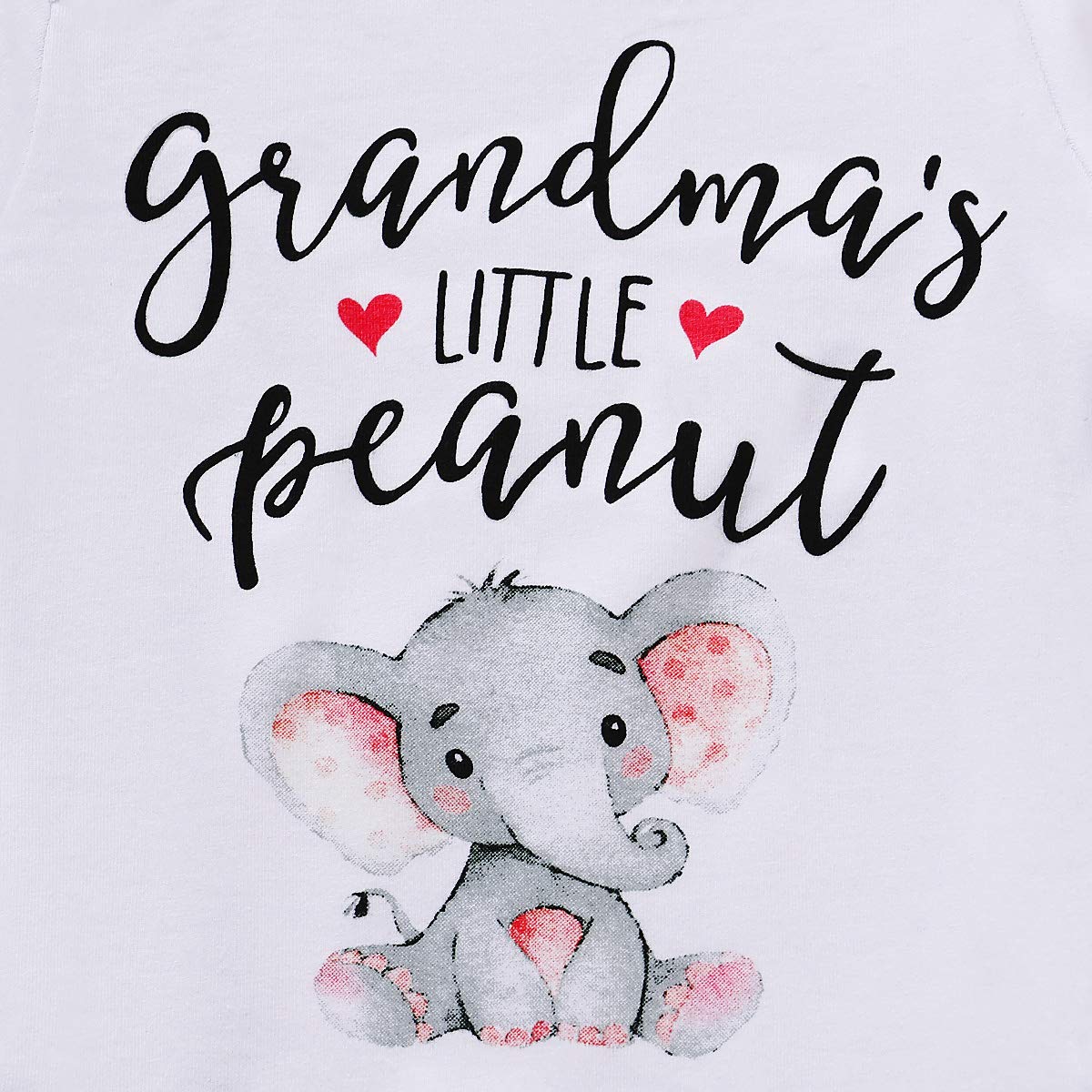 Happy Town Infant Baby Girls Boys Grandma's Little Peanut Short Sleeve Romper Bodysuit Causal Outfits (White, 0-3 Months)