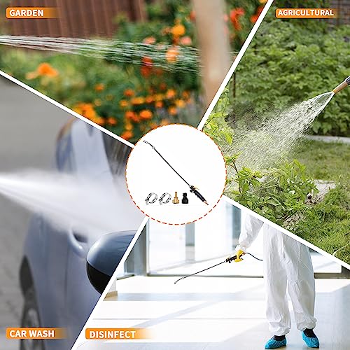 28" Sprayer Wand, Replacement Sprayer Wand, 3/8β & 1/4" Brass Barb, Replacement Wand For Sprayer, Adjustable Stainless Steel Garden Sprayer Wand with Shut-Off Valve, With 2 Hose Clamps & Hose Connects